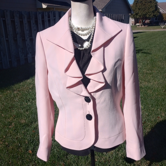 Tahari | Jackets & Coats | Tahari Arthur S Levine Pastel Pink Ruffled ...